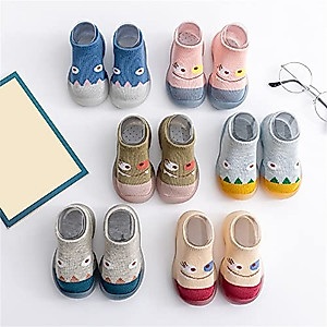 Lykmera Infant Boys Girls Animal Cartoon Socks Shoes Toddler Fleece Warm The Floor Socks Non Slip Prewalker Shoes (Blue, 6-12 Months)