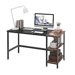 sogesfurniture 55.1 Inch Home Office Computer Desk with 2-Tier Storage Shelves, Industrial Morden Laptop Table with Splice Board
