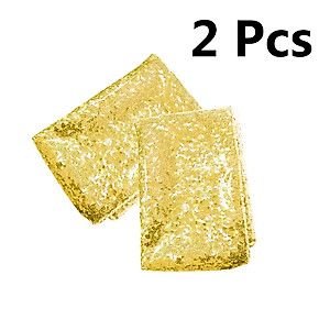 FECEDY 2packs 12 x 108inch Glitter Gold Sequin Table Runner for Birthday Wedding Engagement Bridal Shower Baby Shower Bachelorette Holiday Celebration Party Decorations