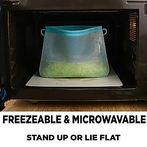 Reusable Slide-lock Bags Silicone Dishwasher Safe, 4 Pack BPA FREE Platinum Silicone Reusable Freezer Bags, Reusable Sandwich Kids Snack Bags, Leak Proof Reusable Food Storage Bags for Lunch or Snacks