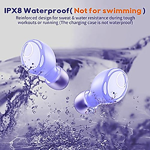 Bluetooth Wireless Earbuds,Kurdene S8 Deep Bass Sound 38H Playtime IPX8 Waterproof Earphones Call Clear with Microphone in-Ear Bluetooth Headphones Comfortable for iPhone, Android
