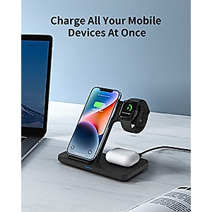 JoyGeek Foldable 3-in-1 Wireless Charger - Charging Dock for Apple, Wireless Charger Station for iPhone 14/13/12/11 Pro, Pro Max, Plus, Mini/SE/X/8, iWatch Ultra/8/7/6/SE/3, AirPods Pro/Pro2/2/3