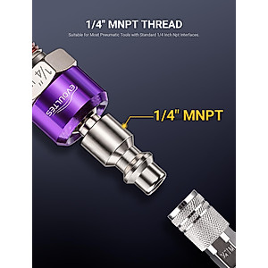 EVOULTES 2-Pack 1/4 Inch NPT Air Fittings, 360° Swivel Male Quick Plug Air Hose Fittings w/Sealant, Industrial Air Tool Swivel Air Hose Connector for Air Compressor Accessories