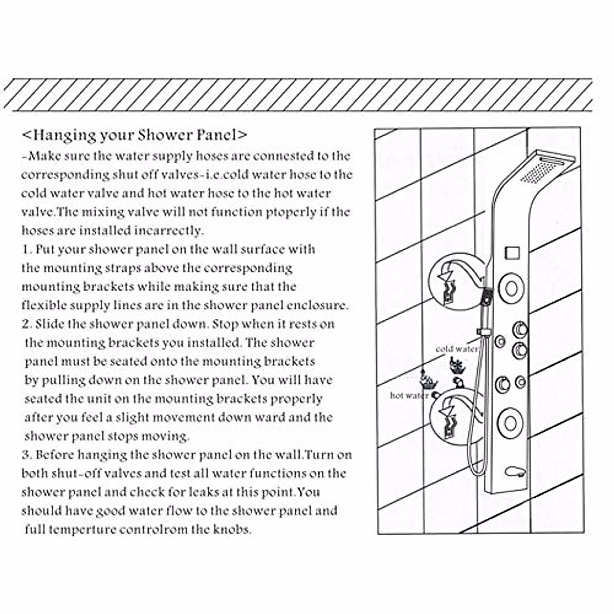 ELLO&ALLO LED Shower Panel Tower System,Rainfall Waterfall Shower Faucet Fixtures Bathroom Rain Massage System with Body Jets Brushed Nickel and Black