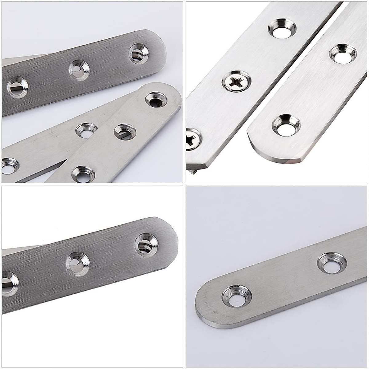 VILLCASE 4pcs Stainless Steel Connection Heavy Duty Shelving Flat Mending Plate Stainless Steel Corner Shelf Support Heavy Duty Shelf Brackets Heavy-duty Bracket Metal Corner Bracket