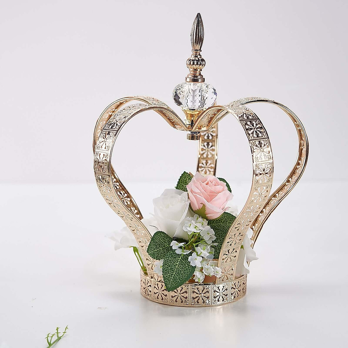 Efavormart 25" Crown Candle Holder Stand, Gold Metal Votive Holders for Weddings, Birthday, Party, Home, Garden, Table Centerpieces Decorations, Anniversary Celebrations