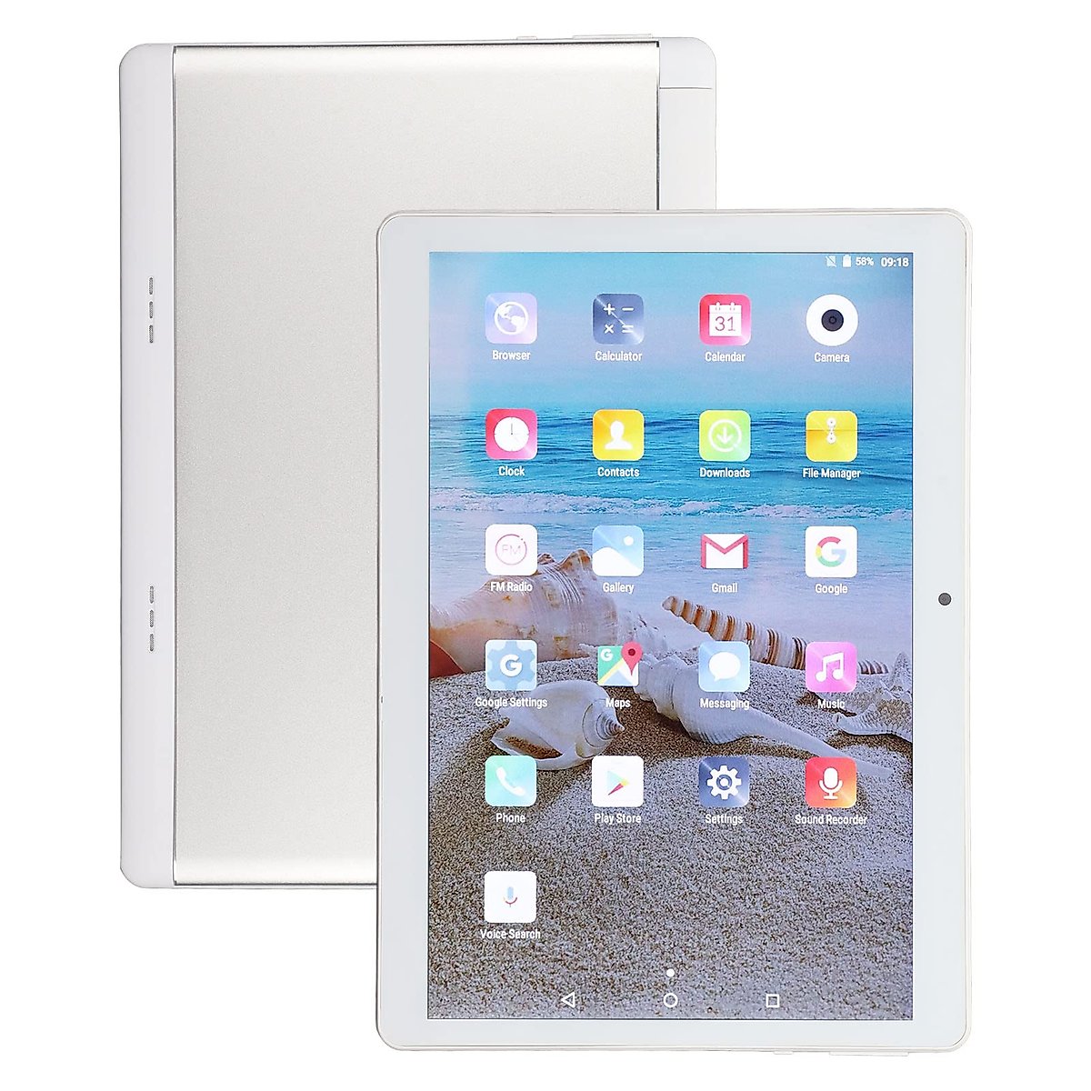 10 Inch Android Tablet PC, 2GB RAM 32GB Memory, 1960X1080 IPS HD Touch Screen, 7MP Dual Camera, Android 11 Tablet, Octa Core Processor for Kids Learning and Video Playback(Silver White)