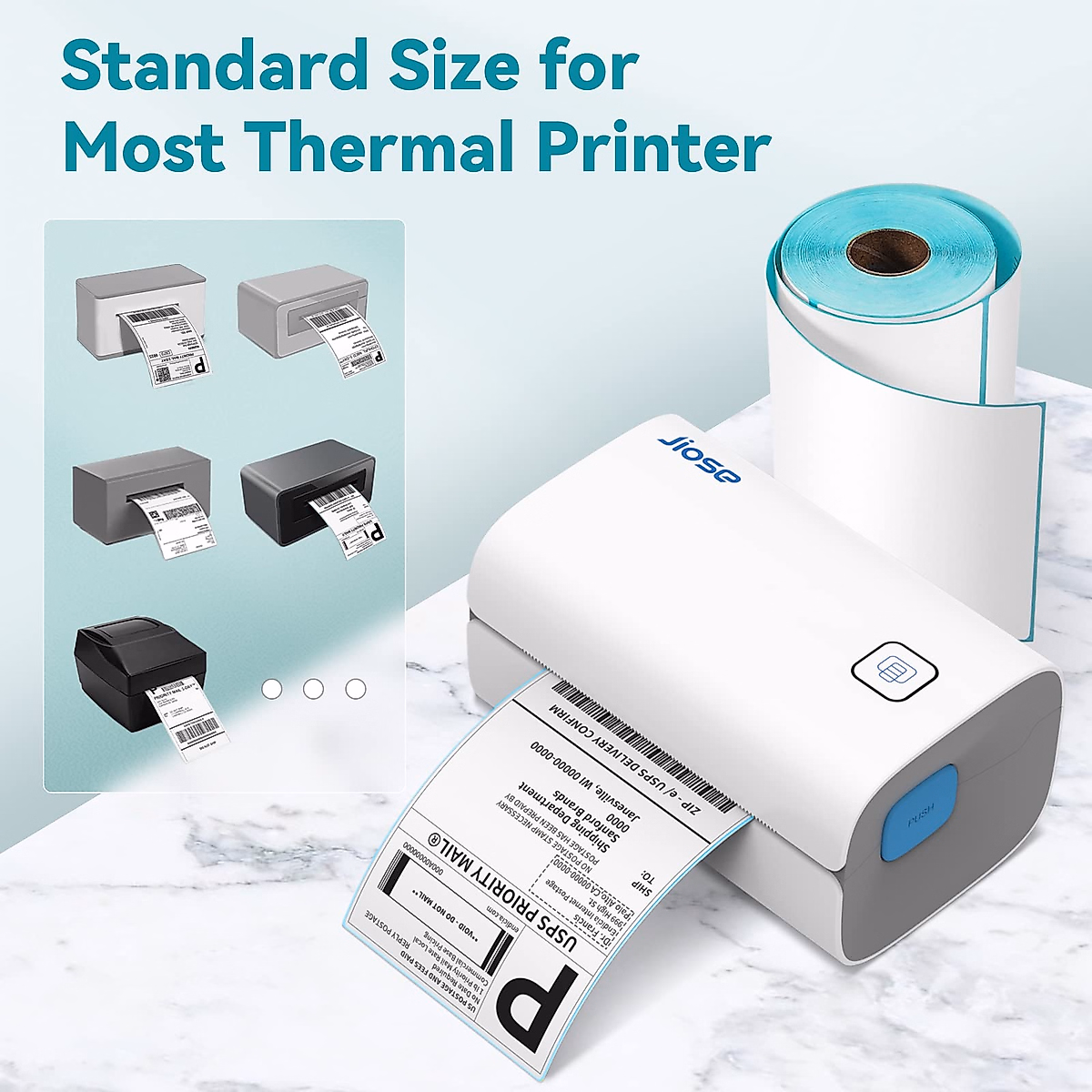 Jiose Direct Thermal Shipping Label 4x6 Thermal Label Roll Mailing Labels for Thermal Label Printer, 220 Labels/Roll