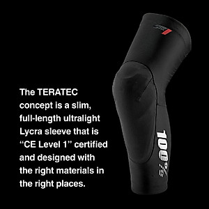 100% Teratec Mountain Biking Knee Pad - MTB & BMX Protection - Ultralight Nylon Slip On Sleeve with Built in Padding