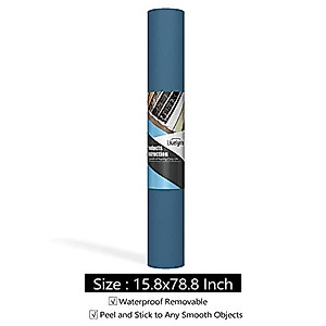 Livelynine Peel and Stick Wallpaper Blue Teal Contact Paper for Cabinets Desk Walls Self Adhesive Bulletin Board Paper Roll for Classroom School Navy Blue Wallpaper Removable Bedroom Dorm 15.8x78.8