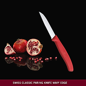 Victorinox Swiss Classic 3 1/4 inch Wavy Red Paring Knife, 3.1 inches