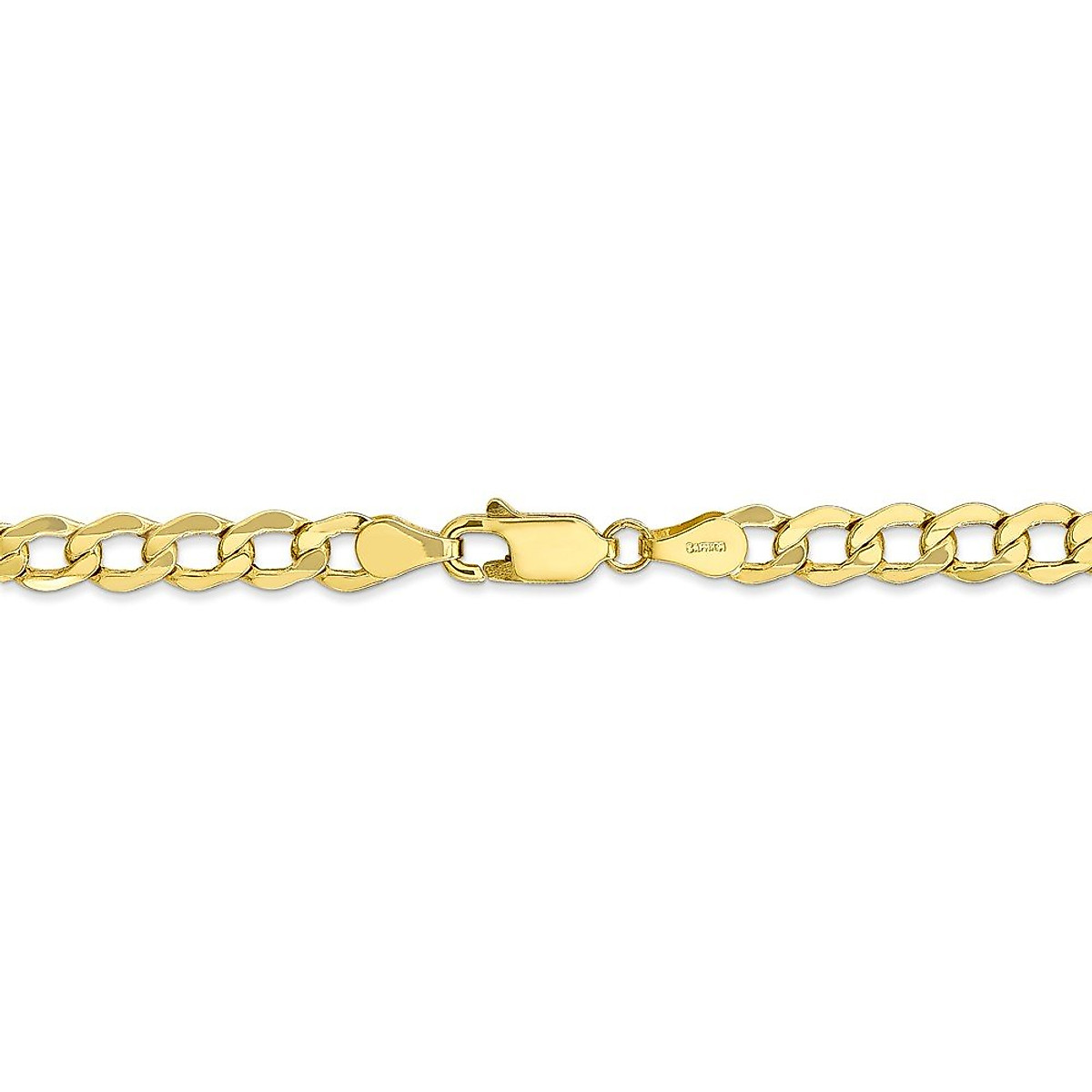 Sonia Jewels 10k Yellow Gold 5.25mm Curb Cuban Link Chain Bracelet - with Secure Lobster Lock Clasp 7"