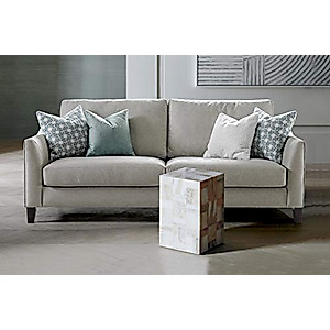 Acanva Luxury Mid-Century Leathaire Curved Arm Living Room Sofa, 84”W Couch, Grey
