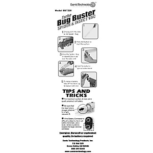 Sonic Technology Turbo BugBuster Insect Vacuum Catcher - Bug Vacuum Catcher for Kids and Adults - 24" Overall Extension with Tapered Nozzle - Bug Vacuum with Long Nozzle for Stink Bugs, Spiders & More