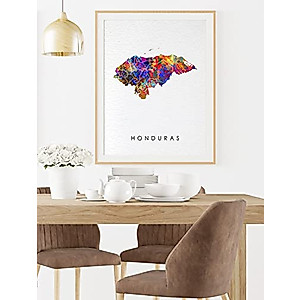 Dignovel Studios 8X10 Unframed Honduras Watercolor Art Print Map Motherland Country Caribbean Sea Central America illustrations Art Print Wall Wedding Poster Housewarming Wall Décor DN746