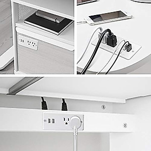 Recessed Power Strip with USB,Flat Plug Ultra Thin Extension Cord,Furniture Desktop Charging Station for Side Table,End Table,Flush-Mount Desk Outlet Power Grommet with 9.85ft Cord(White)