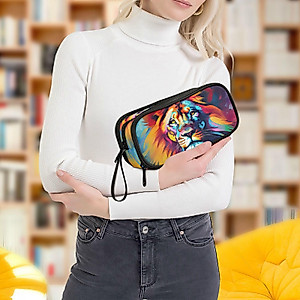 J JOYSAY Colorful Lion's Head Pencil Case Pouch Big Capacity Pencil Bags with Zipper Portable Pencil Box Large Pen Pouch for School Travel College Office