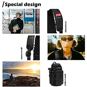 OZUKO Sling Bag, Chest Shoulder Backpack Crossbody Bag for 11-inch iPad Pro, Water-resistant Lightweight Daypack with 6 Pockets for Travel, Work, Sport, 8L (Black 3.0)