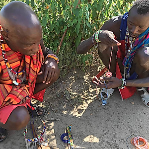 Global Crafts Handmade Maasai Bead Unisex Leather Wrap Adjustable Bracelets, From Kenya, Set of 4