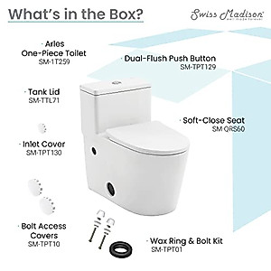 Swiss Madison Well Made Forever SM-1T259, Arles One-Piece Elongated Toilet Vortex Dual-Flush 0.8/1.18 gpf