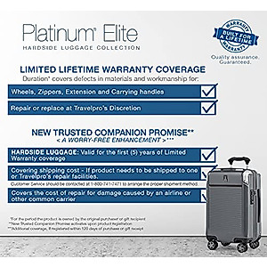 Travelpro Platinum Elite Hardside Expandable Spinner Wheel Luggage TSA Lock Hard Shell Polycarbonate Suitcase, True Navy Blue, Carry on 21-Inch