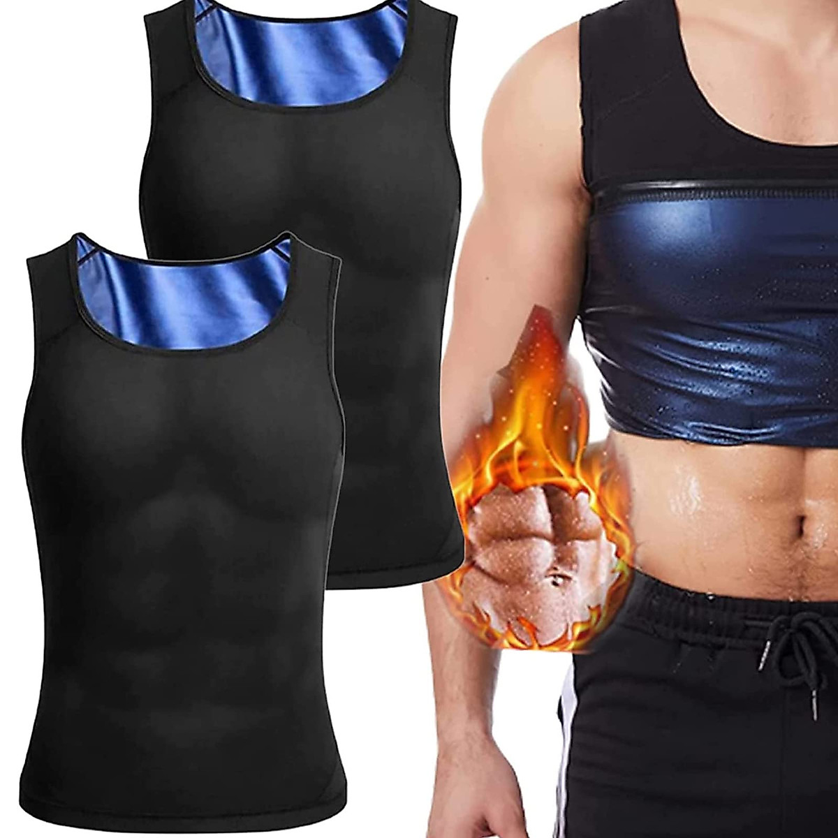 CGTFY Gynecomastia Compress Tank Top, Men's Tank Shirts, Tank Top Under Shirt for Men(L/XL) Black