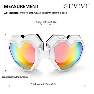 GUVIVI Heart Shaped Sunglasses Fashion Ski Goggles Oversize Love Glasses for Women Men Fun Eyewear Eyeglass