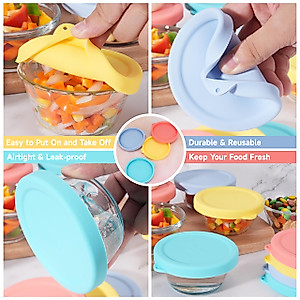 4 PCS Silicone Replacement Lids for Pyrex and Anchor Hocking Glass Custard Cups 6oz, Silicone Lids for Food Storage, Food Cover, Dishwasher Freezer Microwave Safe (Containers NOT Included)