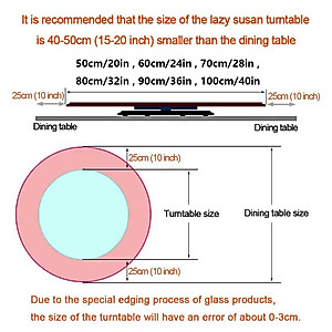 FREAZE Wooden Revolving Plate For Dining Table 20in 24in 28in 32in 36in 40in, Lazy Susan Kitchen Turntable, Smooth Service Tray With Base (Color : Black, Size : 50cm/20in)