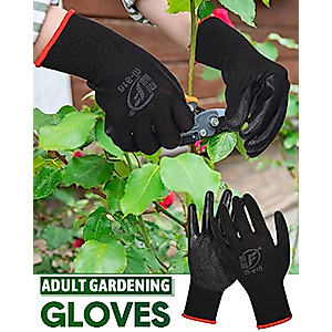 Nuogo 24 Pairs Gardening Gloves for Men Women Rubber Coated Work Gloves Garden Gloves Safety Work Gloves Construction Gloves (Black, Red)