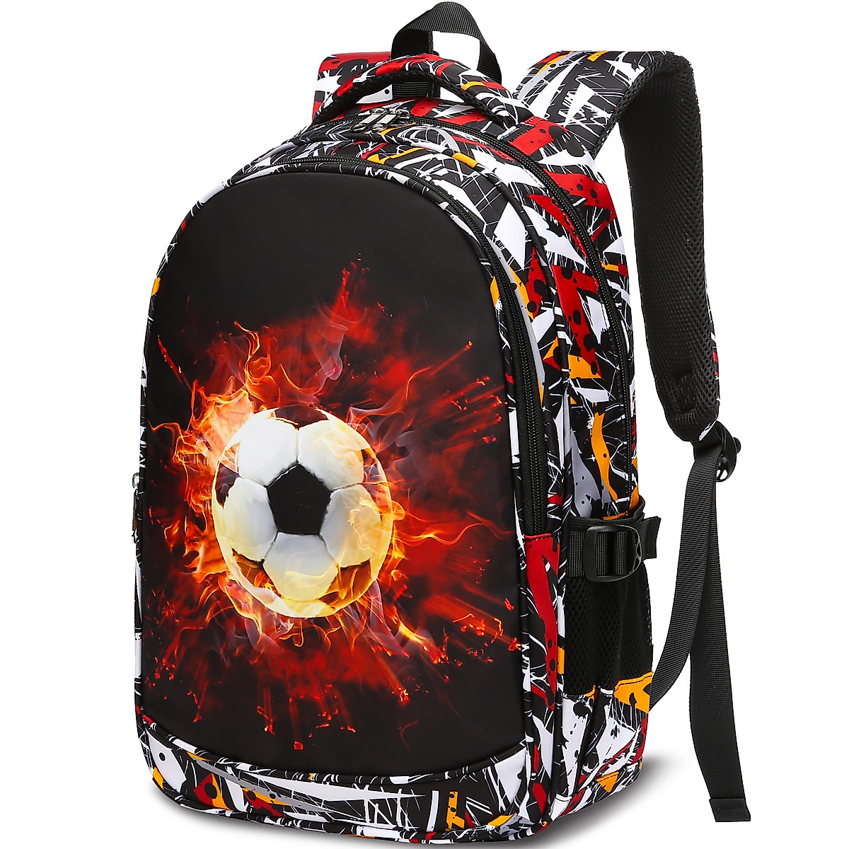 School Backpack for Boys Soccer Bookbag Schoolbag for Kids 6-8 7-8 8-10 8-12 Years Old Large Elementary School Book Bags for Boys Back to School Needs Bultos Morrales Mochilas para la Escuela de Niños