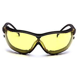 Pyramex V2G Safety Glasses, Black Frame/Amber Anti-Fog Lens