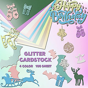 Yeaqee 100 Sheets Shimmer Cardstock Metallic Cardstock Paper 8.5 x 11 Inch 250GSM 90LBS Thick Double Sided Glitter Pearlescent Paper Colorful Paper for Invitations Weddings Parties Showers, 10 Colors