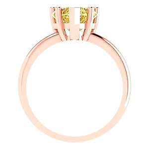 Clara Pucci 2.0 ct Heart Cut Solitaire Canary Yellow Simulated Diamond Bridal Designer Anniversary Engagement Ring Real 14k Rose Gold