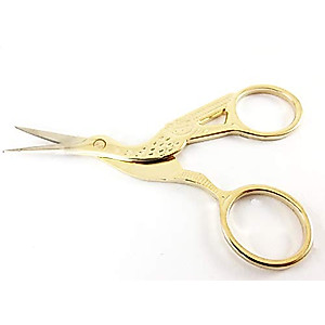SEW TRENDS SCISSORFOBZ 3.5" Scissors Gold Stork Crane Design Handmade Stainless Steel Sharp Tip Sewing Embroidery Quilting Craft Dressmaker- #SCISR-01
