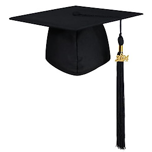 GraduatePro Matte Graduation Cap with 2024 Tassel for Adults High School and Bachelor Master Black