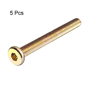 sourcing map M6 x 55mm Threaded Hex Socket Head Cap Screw Bolt Bronze Tone 5 Pcs