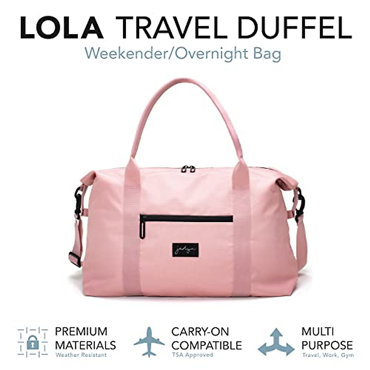 Jadyn Lola Travel Bag, Weekender/Overnight Duffel, Gym Tote Bag for Women (Pink Blush)