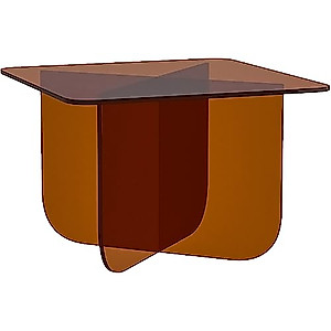 Casa Di Lumo Acrylic Coffee Table, 20" L x 20" W x 16" H, Transparent Colorful Coffee Table, Small Acrylic Clear Side Table, Modern Tempered Living Room Table Rounded Edges (Orange)