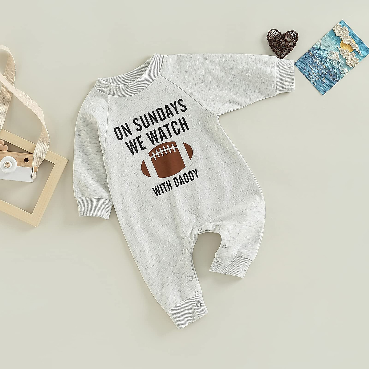 Infant Baby Boys Girls Football Season Jumpsuit Watch Football with Daddy Funny Romper Playsuit Sweatshirt (with Daddy, 0-3 Months)