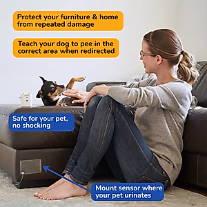 SPRAYALERT Pet Urine & Moisture Alarm for Dogs and Cats - Detect Pet Peeing Realtime - Training Tool for Dogs - Protect Furniture - with Standard Sensor (4.4 in x 2.8 in)