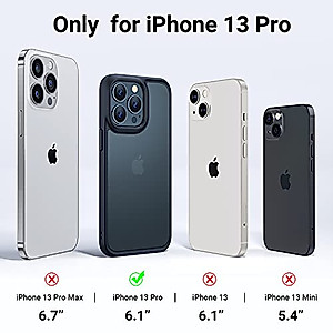 TORRAS Shockproof for iPhone 13 Pro Phone Case, [Military-Grade Drop Tested] Translucent Matte Hard PC Back with Soft Silicone Edge Slim Protective for iPhone 13 Pro Case, Black