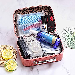 Eyelash Extension Kits, 17Pcs Professional Eyelash Grafting Training Tools Lashes Extension Practice Exercise Set with Mannequin Head Makeup Bag Glue Tweezers for Practice Eye Lashes Graft (17PCS)