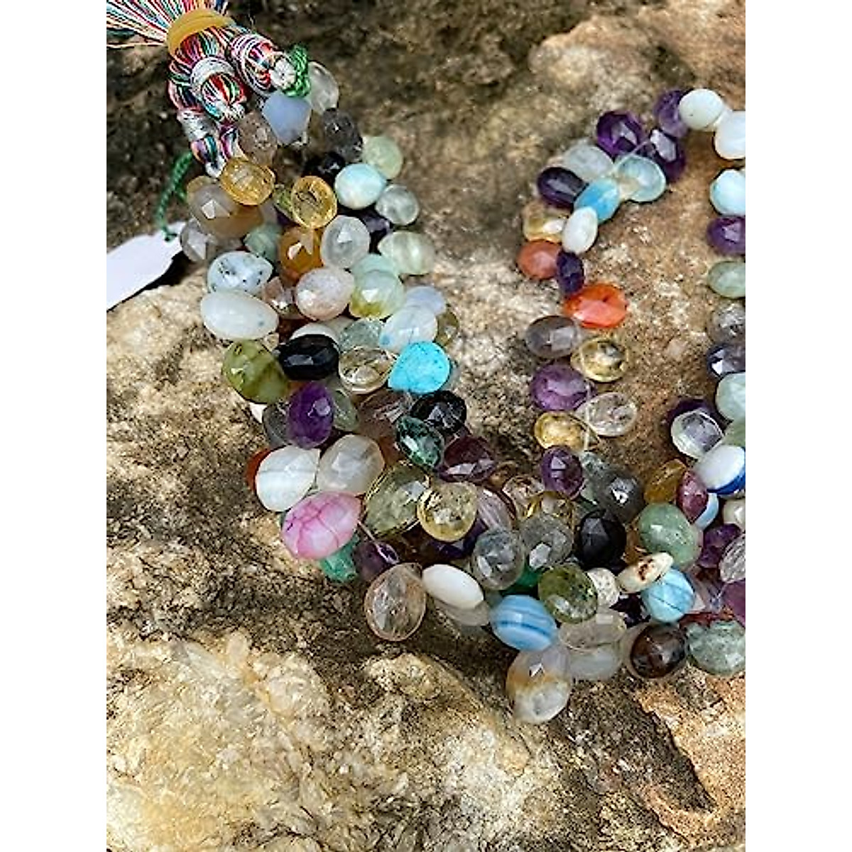 Natural Natural Multi Gemstone YGN-Drops- Faceted Beads 8×10mm 8 inch Long String Jewelry Making Gemstone Beads for Necklace Bracelet
