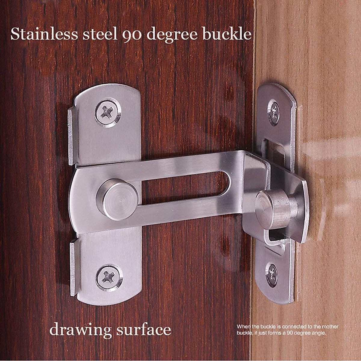 90 Degree Right Angle Lock for Locking Sliding barn Door Locks and latches Satin Chrome Door latches
