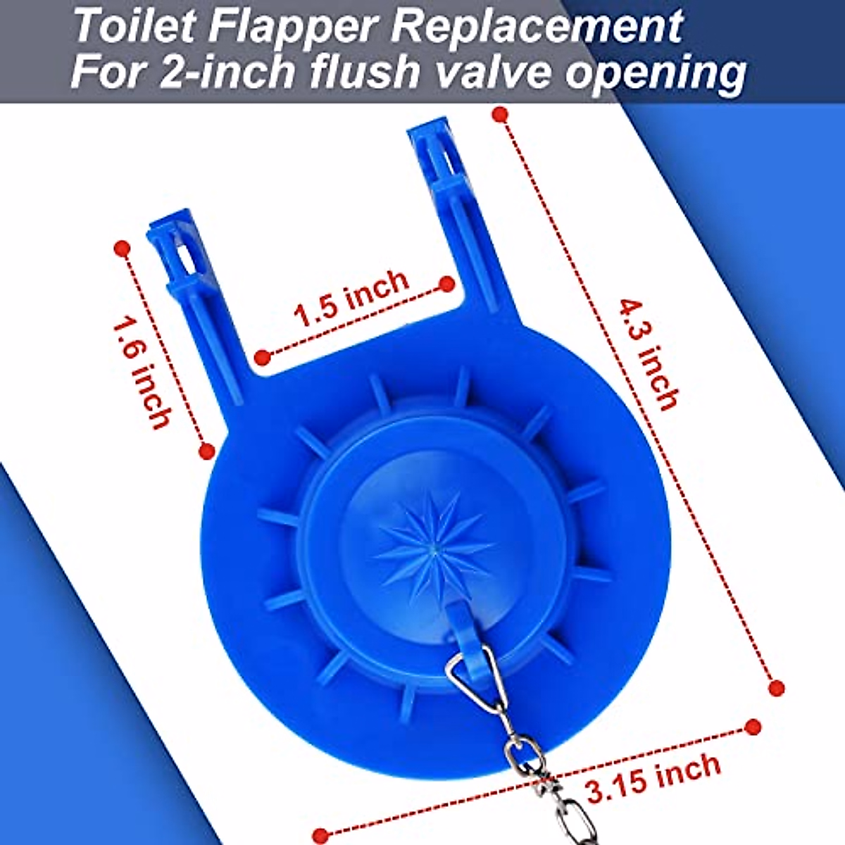 AMAYJUELONG Toilet Flapper Replacement, 2-inch Universal Toilet Stopper Flapper Compatible with American Standard Toilet Tank, Long-Lasting Rubber Seal Flapper with Stainless Steel Chain/Blue