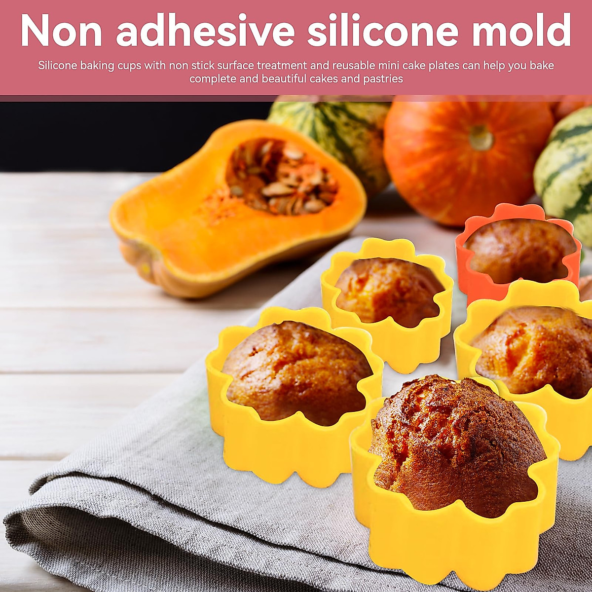 Silicone Cupcake Molds, 24Pcs Mini Flower Shape Silicone Baking Cups Cupcake Liners Reusable Muffin Cup Cake Pan for Cake Chocolate