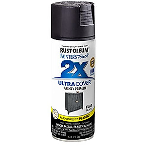 Rust-Oleum 249127 Painter's Touch 2X Ultra Cover, 12 Oz, Flat Black & 249088 Painter's Touch 2X Ultra Cover, 12 Fl Oz (Pack of 1), Flat Gray Primer, 12 Ounce
