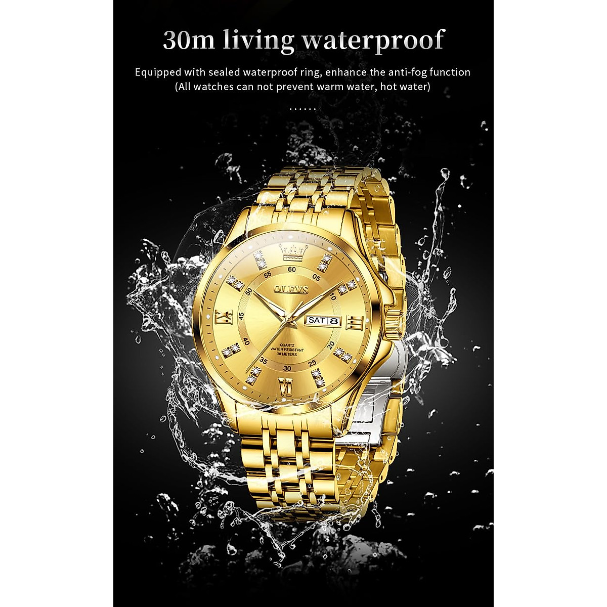 OLEVS Men Gold Watches Minimalist Business Fashion Casual Analog Quartz Date Waterproof Dress Wrist Watches for Man Easy to Read