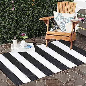 Black and White Striped Rug 28 x 45 Inches Front Door Mat Hand-Woven Cotton Indoor/Outdoor Rug for Layered Welcome Door Mat, Front Porch,Farmhouse,Kitchen,Entry Way